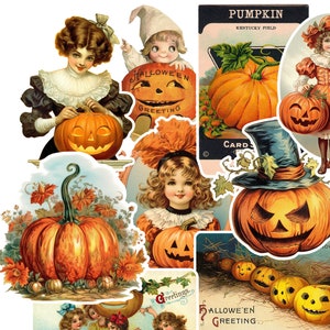 Vintage Pumpkin Stickers. Halloween Sticker Pack, Handmade Stickers ...