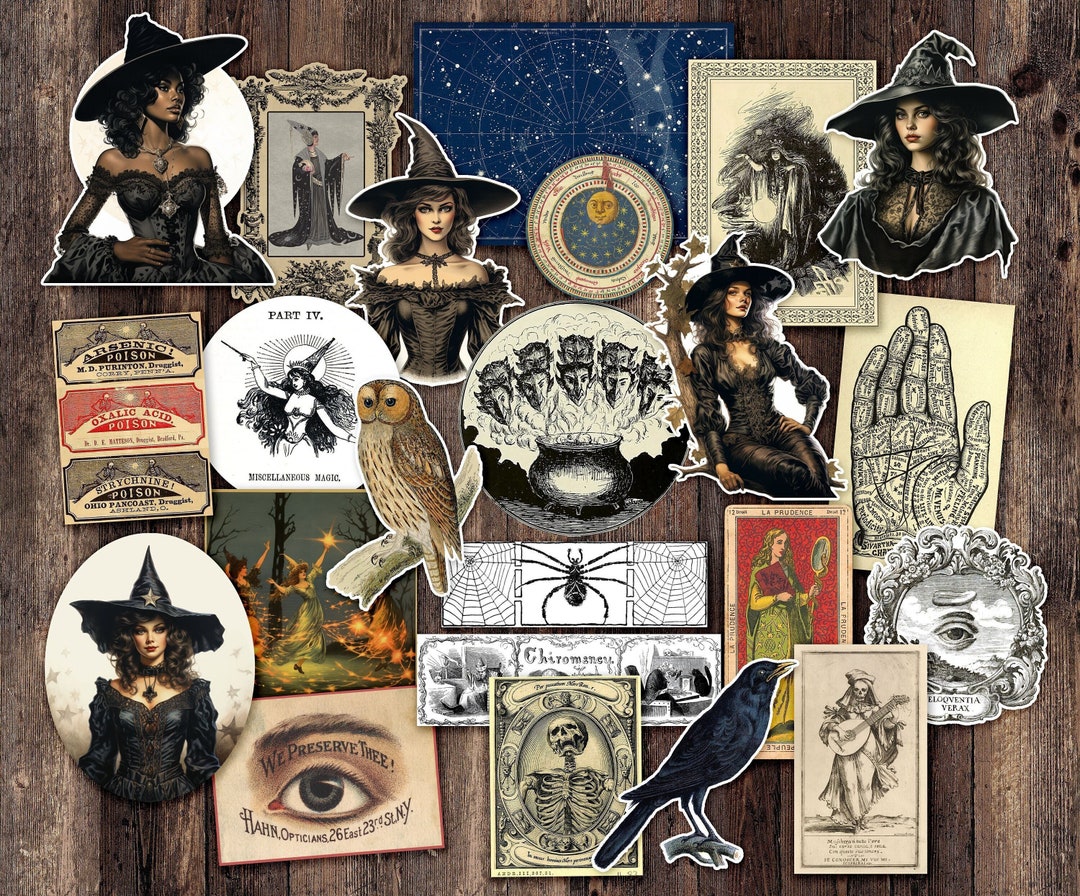 Vintage Classic Witch Sticker Pack Bundle Night Witch Gothic Junk ...