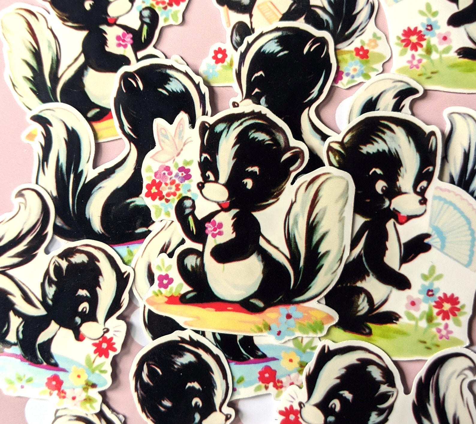 Vintage Skunks Sticker Pack Cute Skunks Kitsch Skunks - Etsy