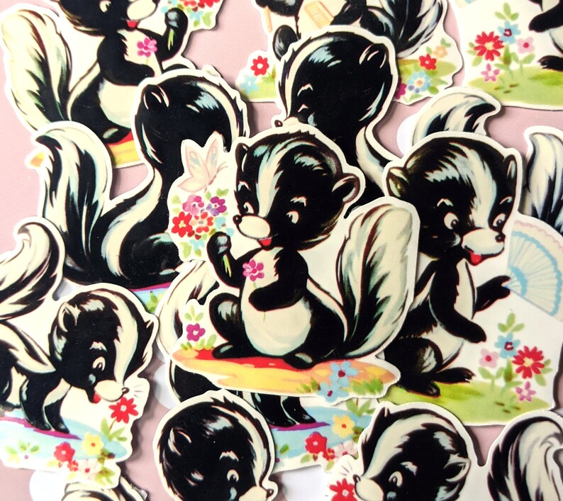 Vintage Skunks Sticker Pack Cute Skunks Kitsch Skunks - Etsy