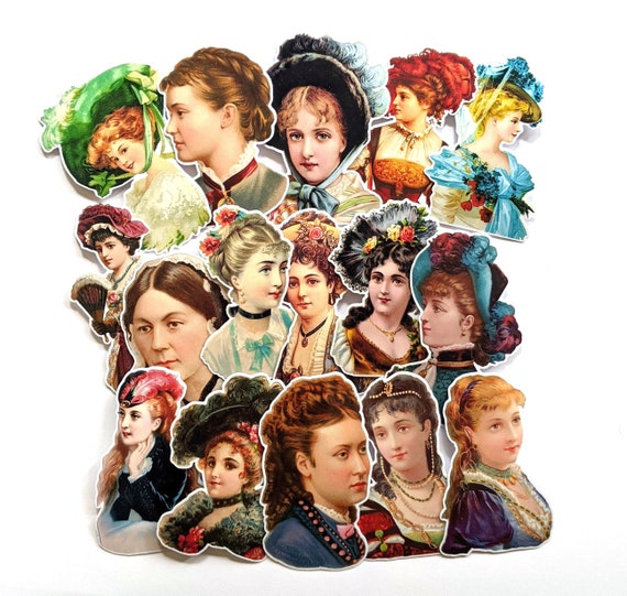 Vintage Women Sticker Pack 16 Die Cut Stickers Fussy Cut - Etsy