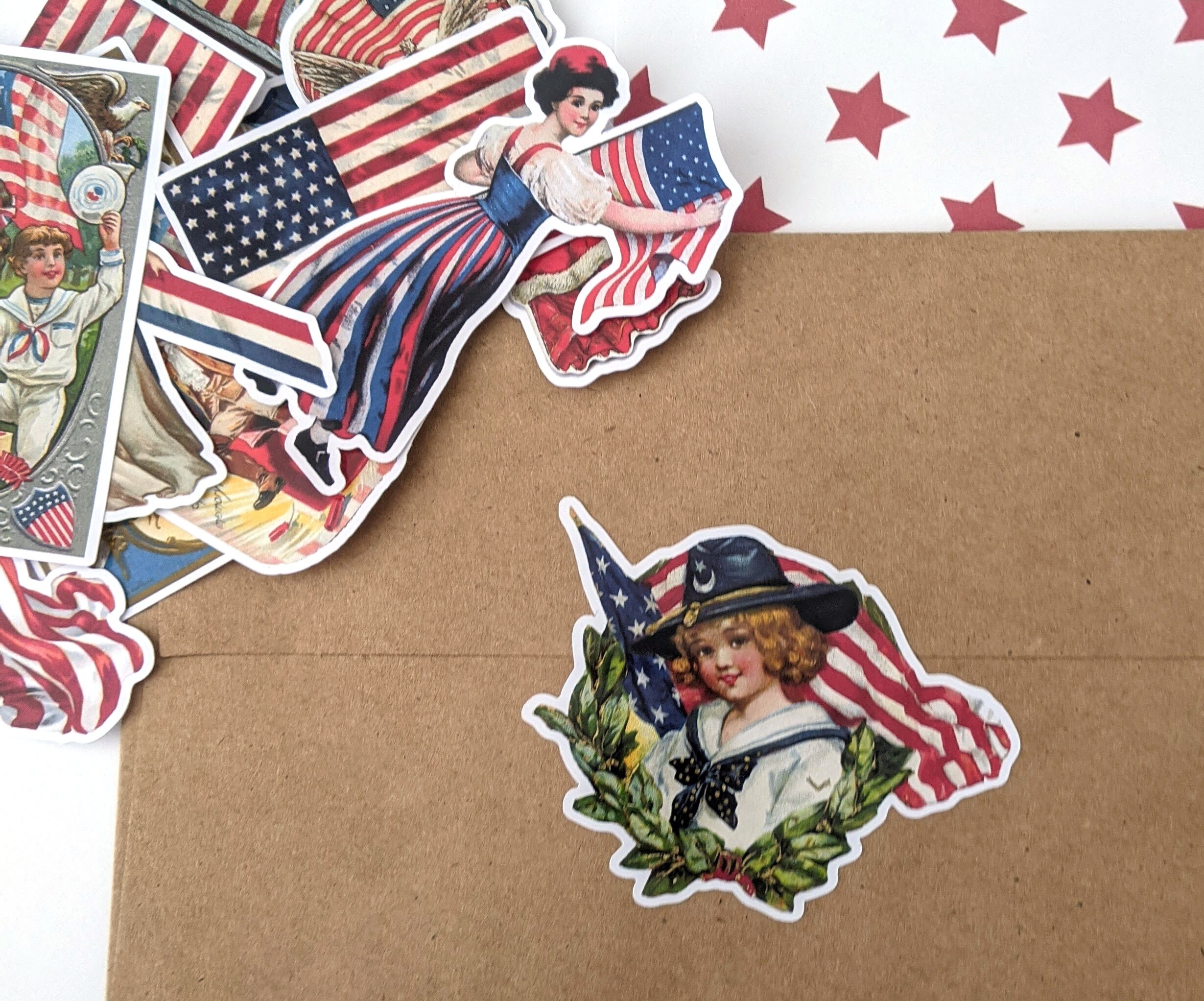 Vintage 4th of July Stickers. 13 Die Cut Stickers. Patriotic - Etsy