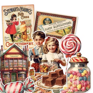 Victorian Candy Shop Sticker Pack Confectionary Vintage Stickers ...