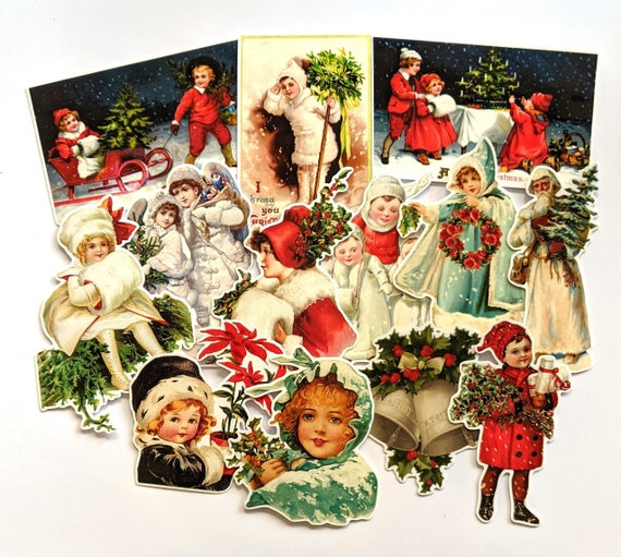 Classic Snowy Christmas Sticker Pack. Vintage Christmas - Etsy