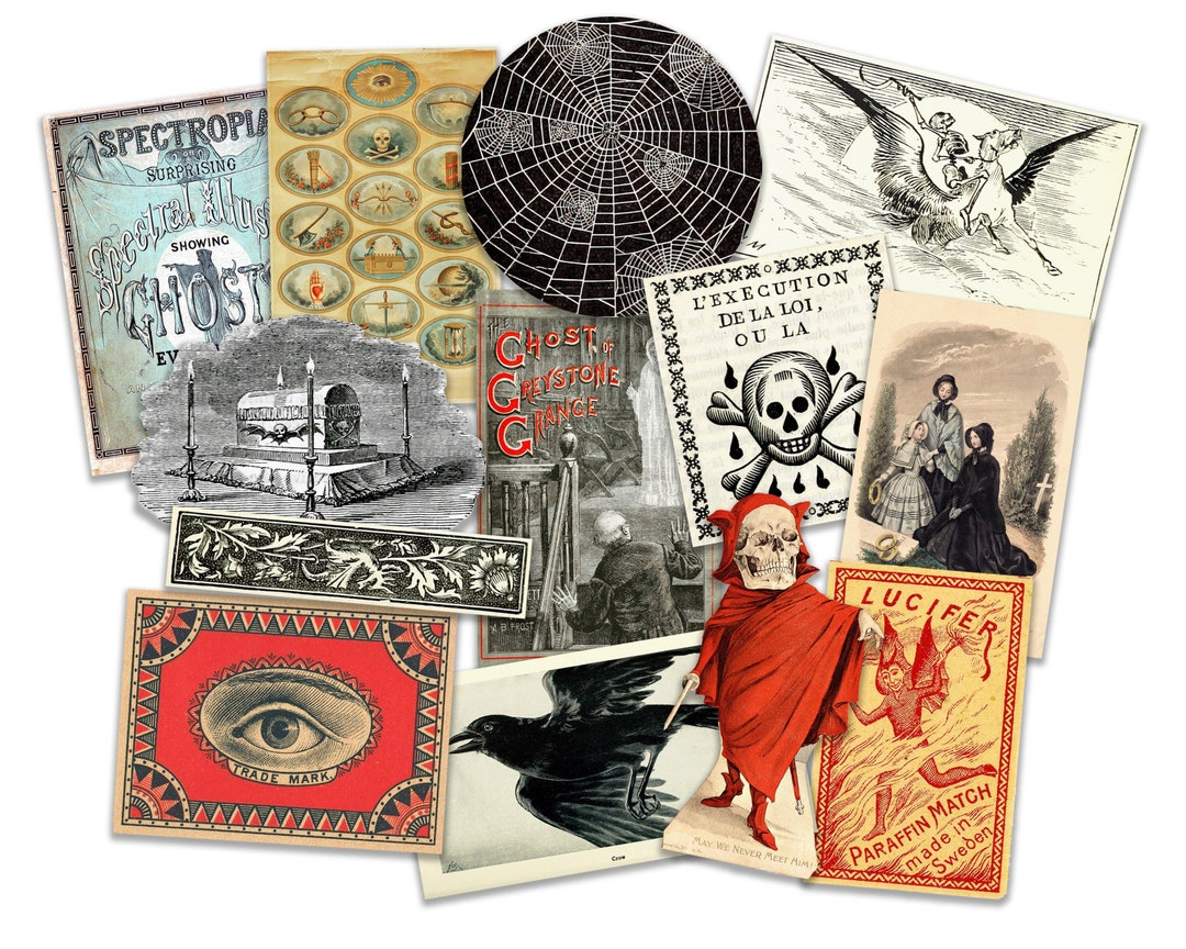 Vintage Dark Ephemera Sticker Pack. Ghost Stickers, Oddities, Devil ...