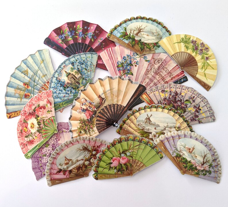 Victorian Fan Stickers Pack. Vintage Stickers Handmade - Etsy