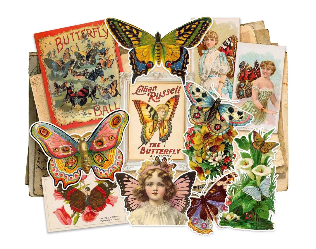 Victorian Butterfly Sticker Pack Vintage Stickers Spring Decor Ephemera ...