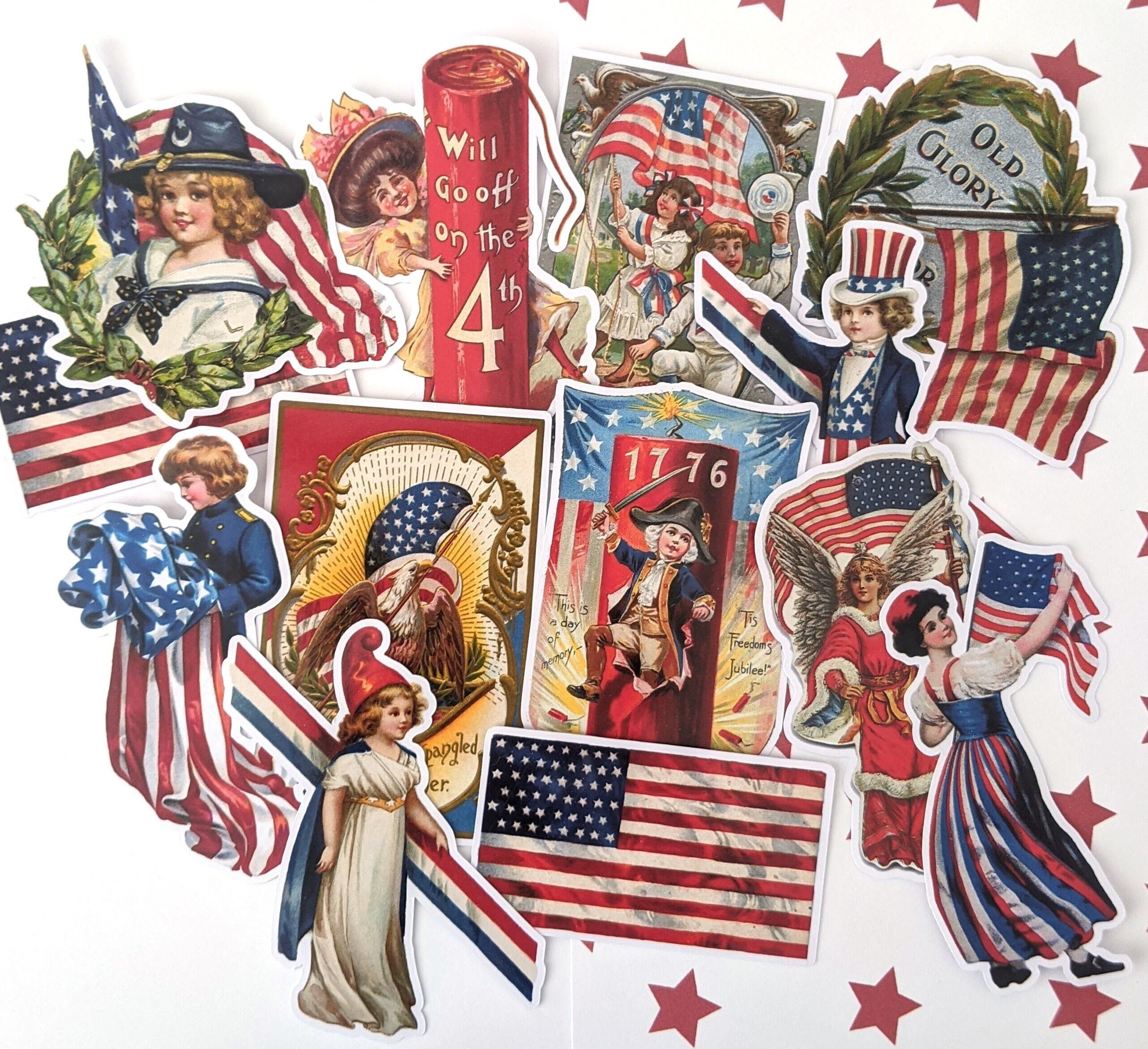 Vintage 4th of July Stickers. 13 Die Cut Stickers. Patriotic - Etsy