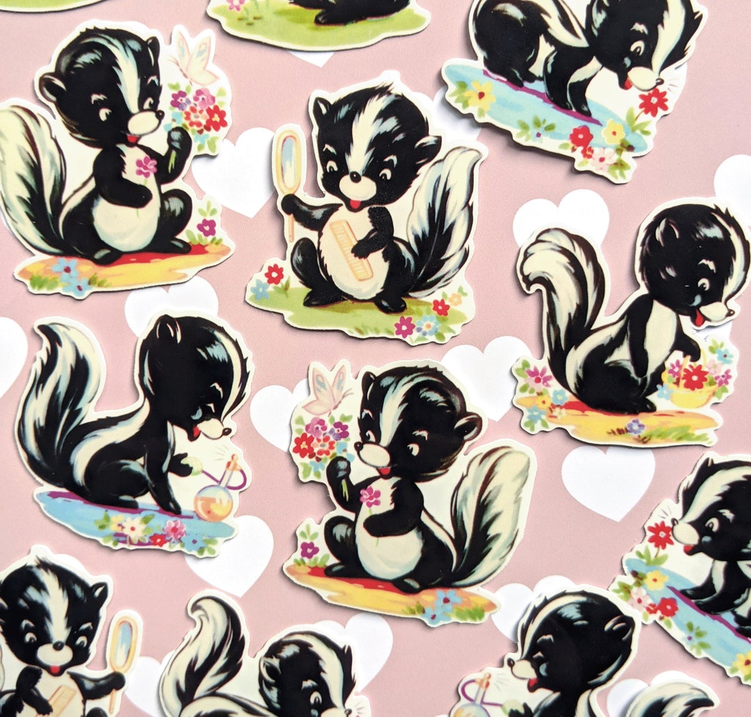 Vintage Skunks Sticker Pack Cute Skunks Kitsch Skunks - Etsy