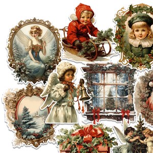 Victorian Christmas Stickers Pack. Junk Journal, Ephemera, Antique ...