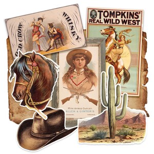 Vintage Wild West Sticker Pack Cowboy and Cowgirl Horse Lovers History ...
