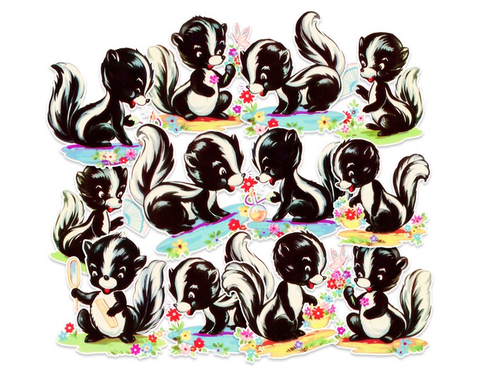 Vintage Skunks Sticker Pack. Cute Skunks, Kitsch Skunks, Junk Journal ...