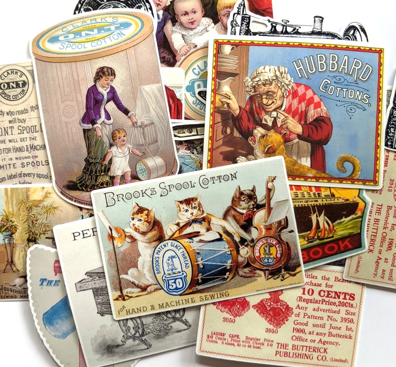 Vintage Sewing Stickers Pack. 18 Die Cut Stickers. Ephemera - Etsy