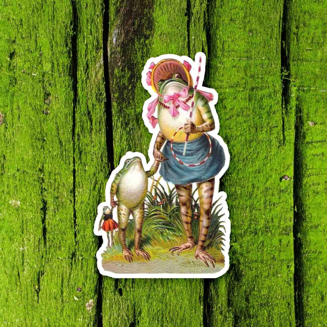 Vintage Style Frog Waterproof Sticker. Water Bottle Stickers, Laptop ...