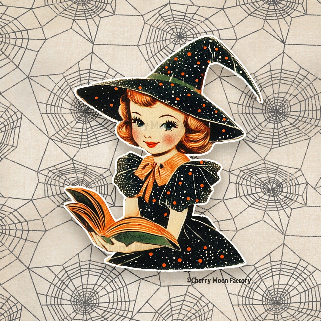 Vintage Style Witch Paper Cut Out 3.8" - Spooky Cute Halloween, Vintage ...