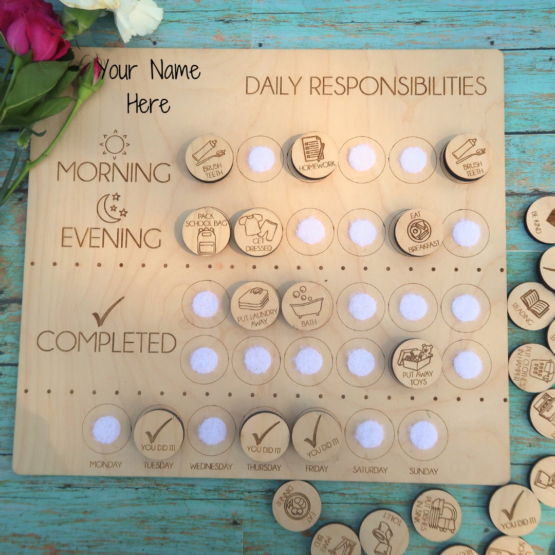 Chore Chart for Kids, Family Routine, Responsibility Chart for Kids ...