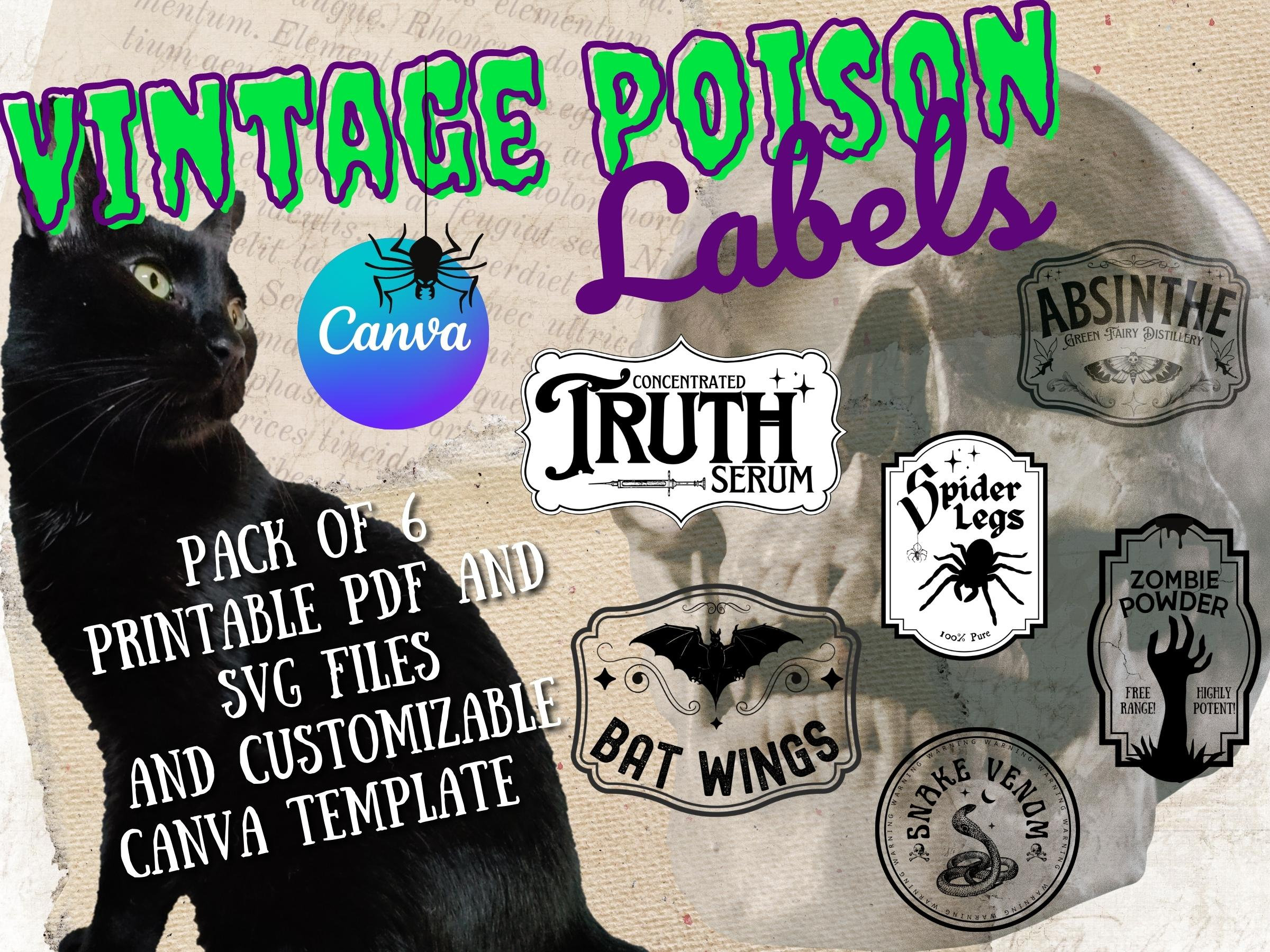 Vintage Gothic Bottle Labels, Printable Poison Labels, DIY Labels for ...