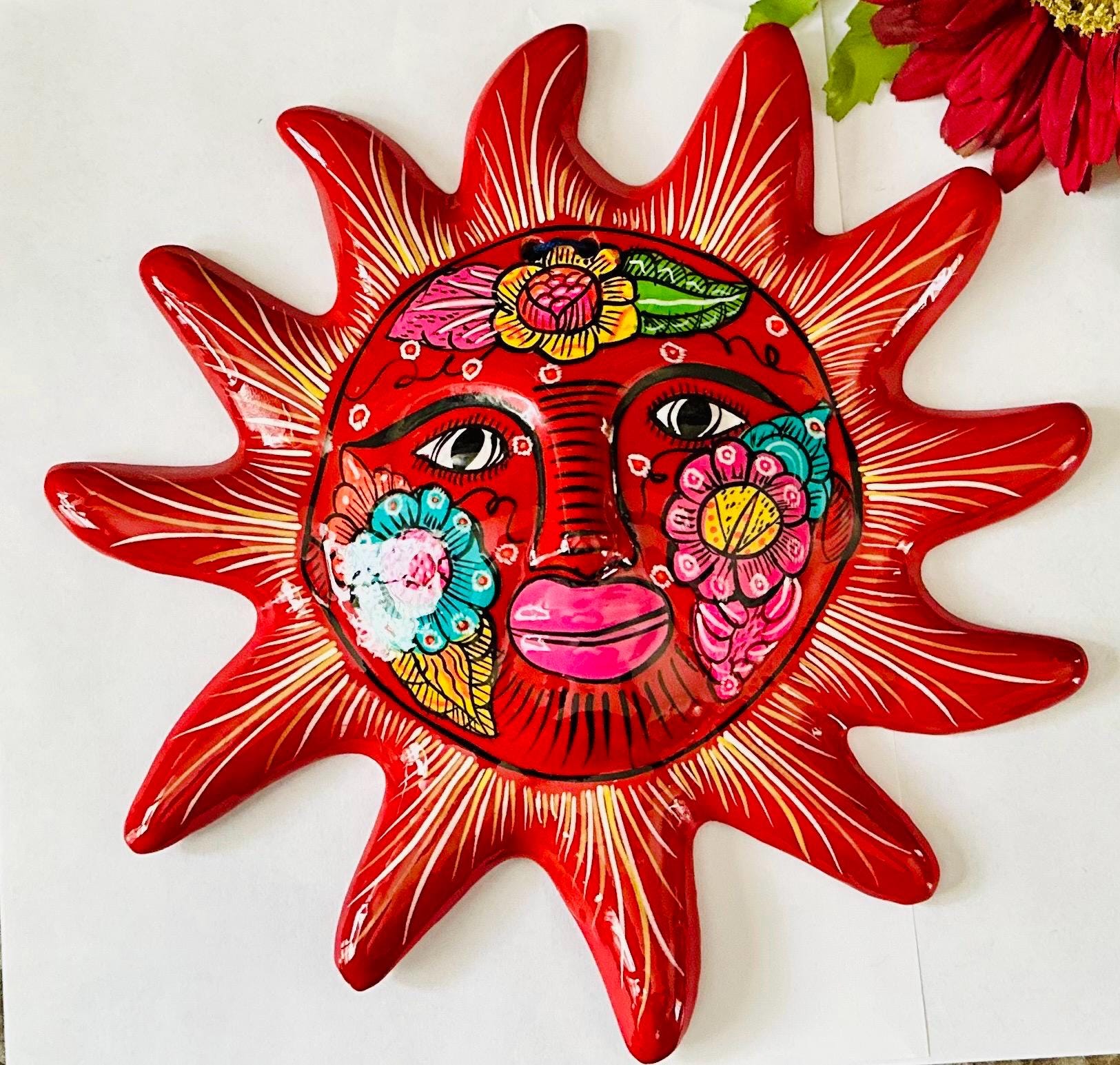 Mexican Pottery Sun, Moon Wall Plaque: Colorful Indoor/outdoor Decor - Etsy