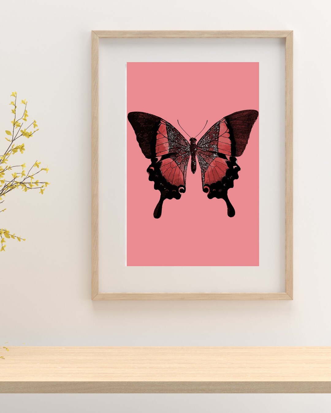 Pink Butterfly Digital Art Instant Download Wall Décor Digital Print ...