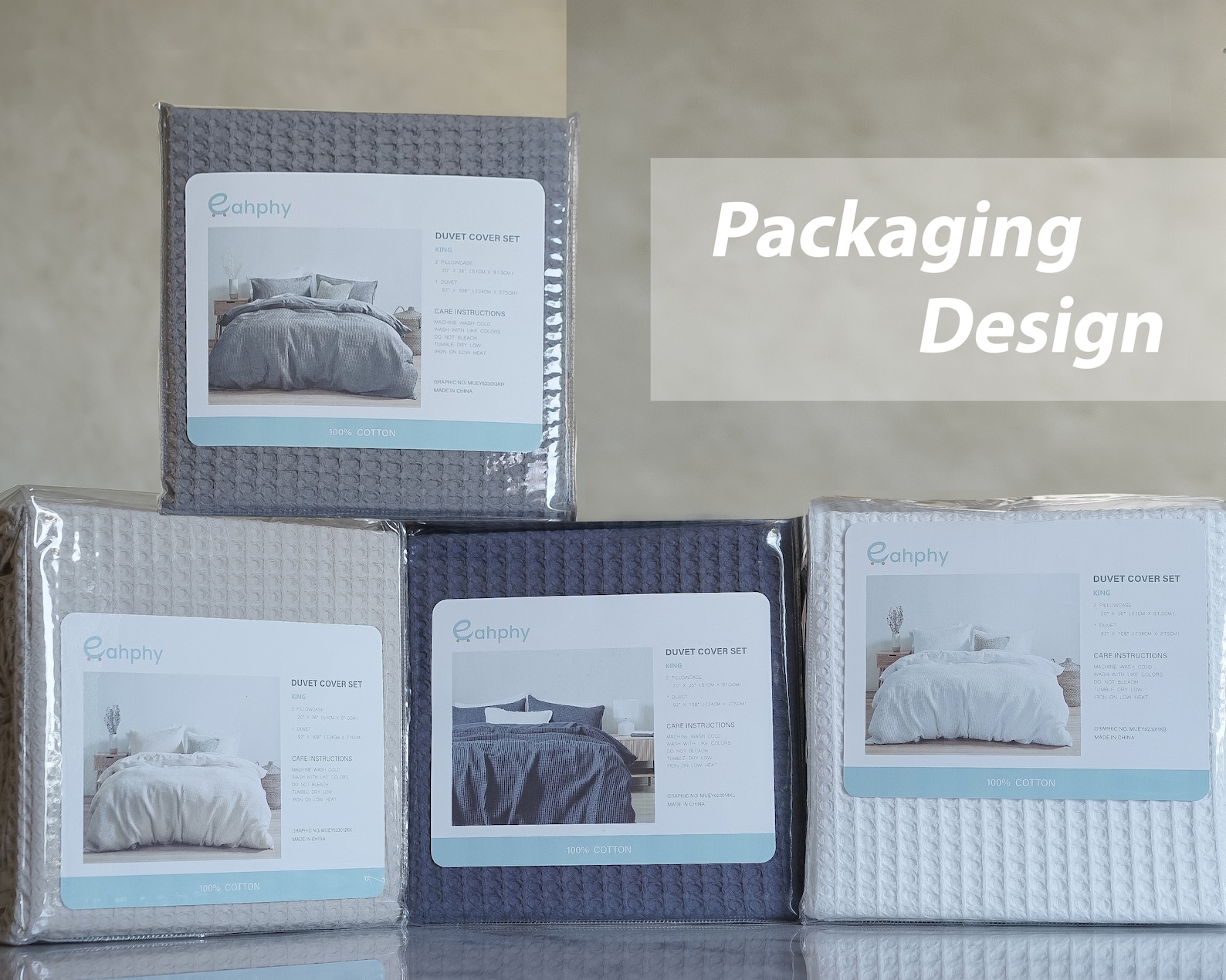 Muted Navy Cotton Waffle Duvet Cover Set 100% Cotton Waffle Weave ...