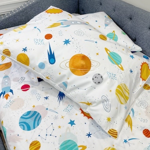 Solar System Sheet Set: 100% Cotton Space-themed Bedding, Crib Size to ...