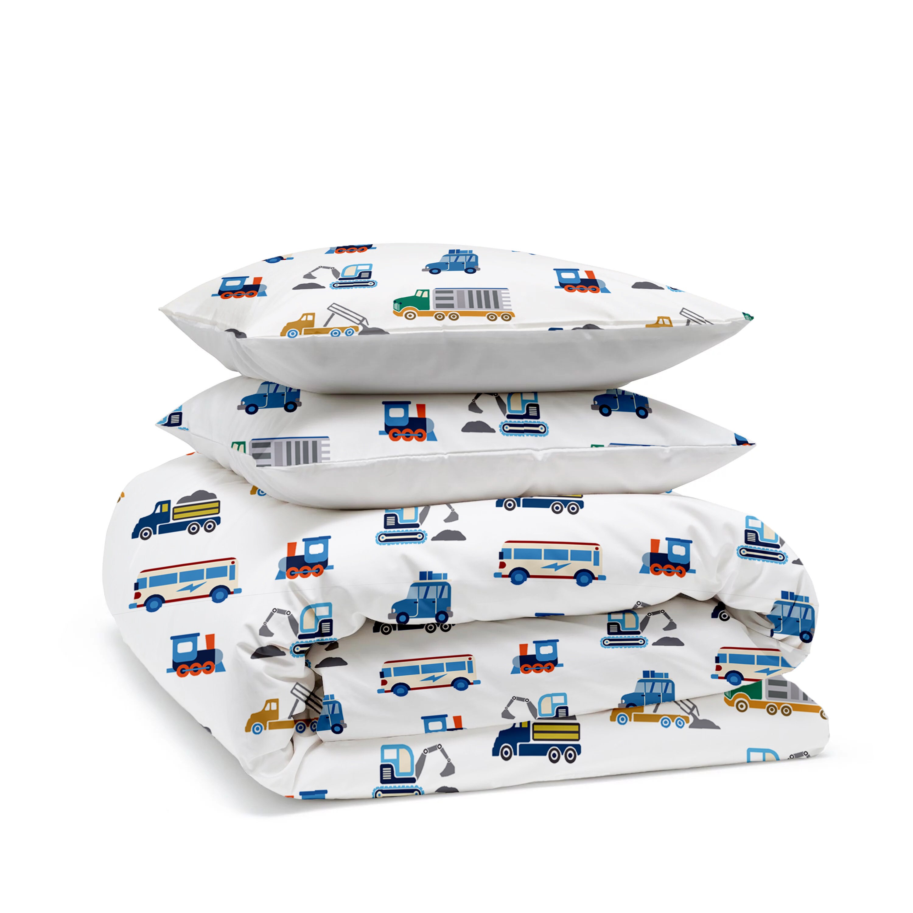 Busy Cars 100% Cotton Duvet Cover Set: Boys Vehicle Bedding, Soft Touch ...