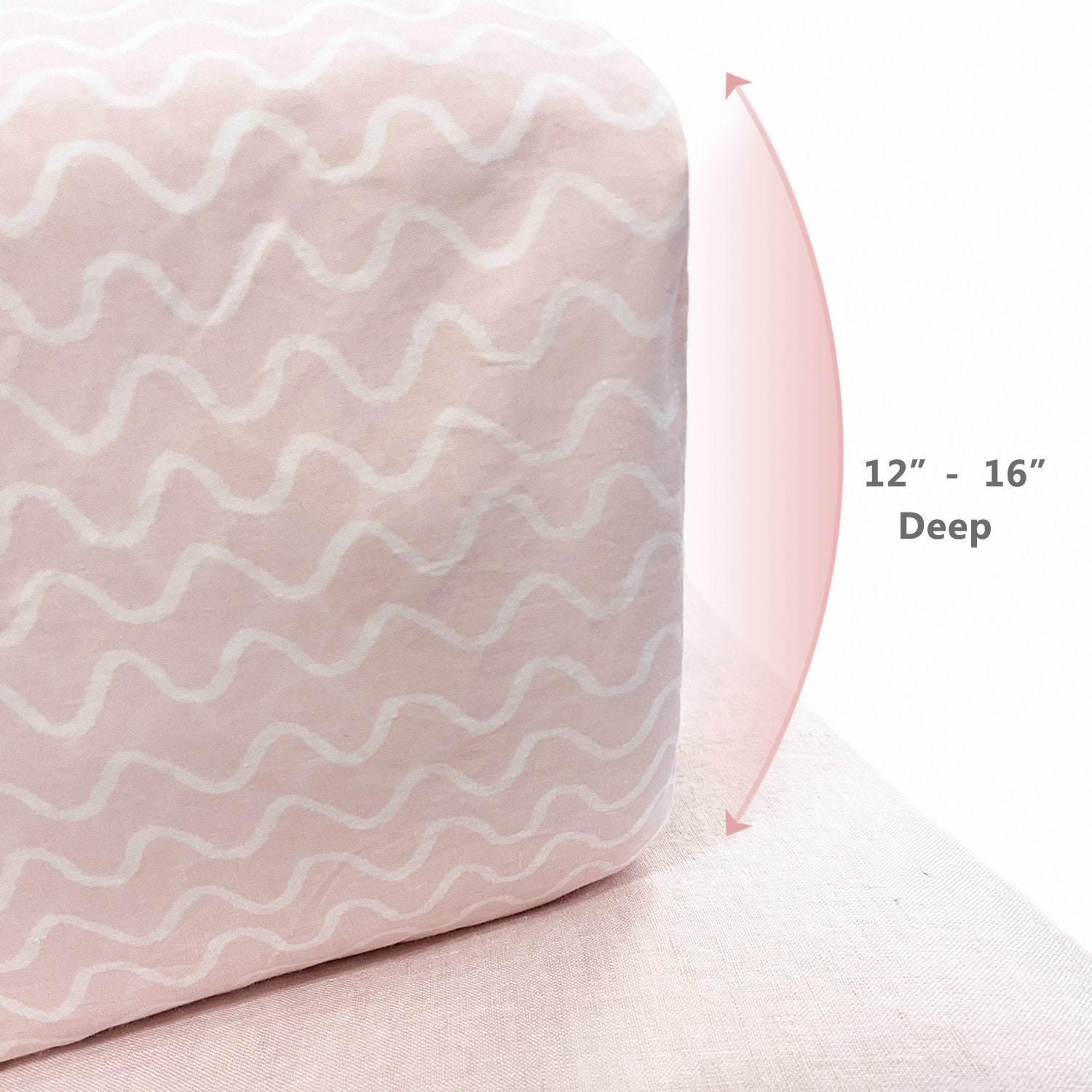 Cute Pink, White Waves Percale Flat, Fitted Sheet & Pillowcases Set ...