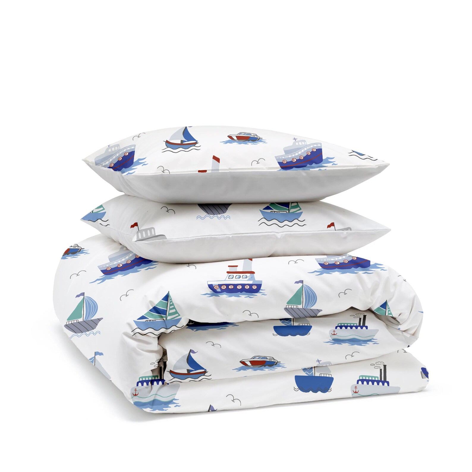 Sailboat Duvet Cover Set: 100% Natural Cotton Ocean Theme Bedding, Twin ...