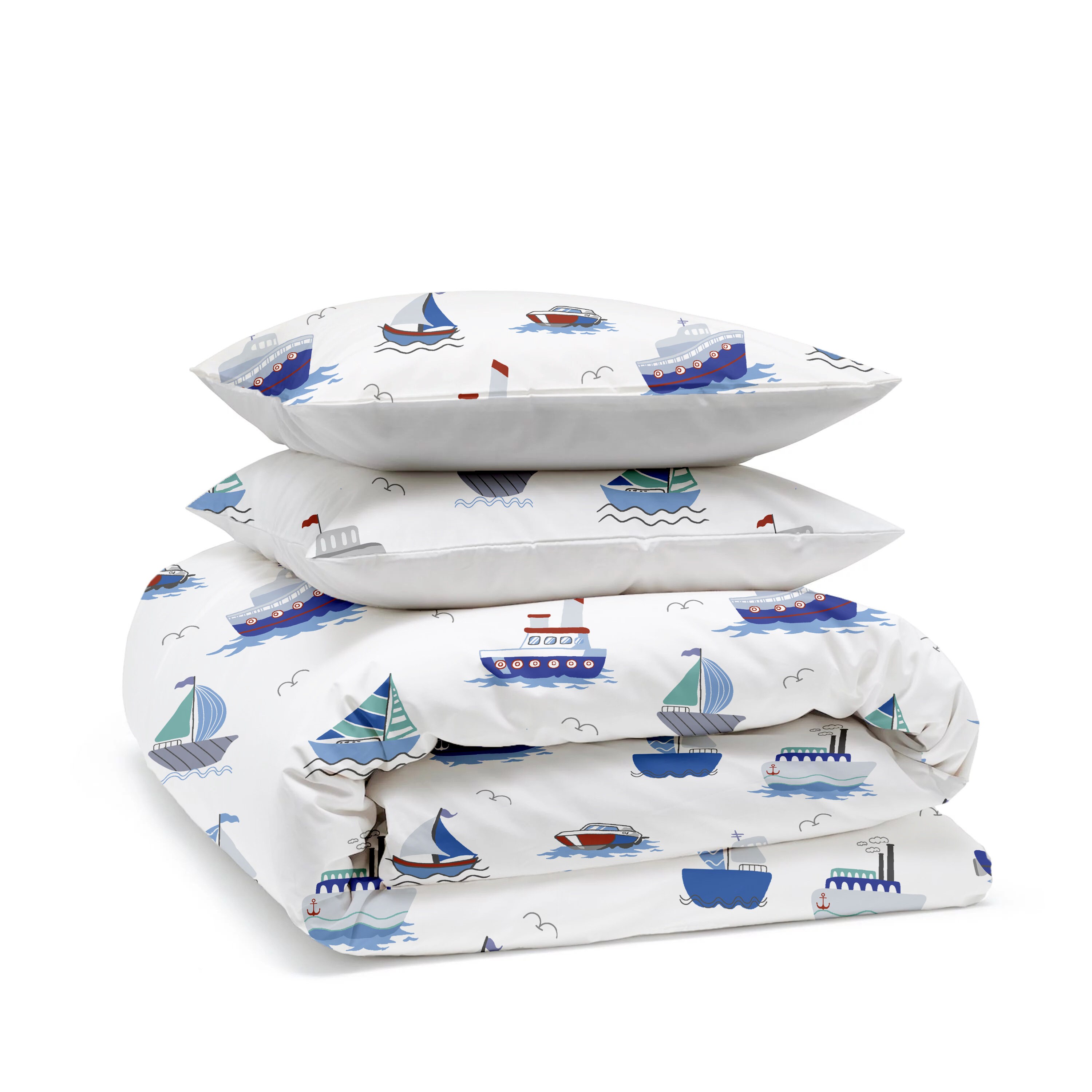 Sailboat Duvet Cover Set: 100% Natural Cotton Ocean Theme Bedding, Twin ...