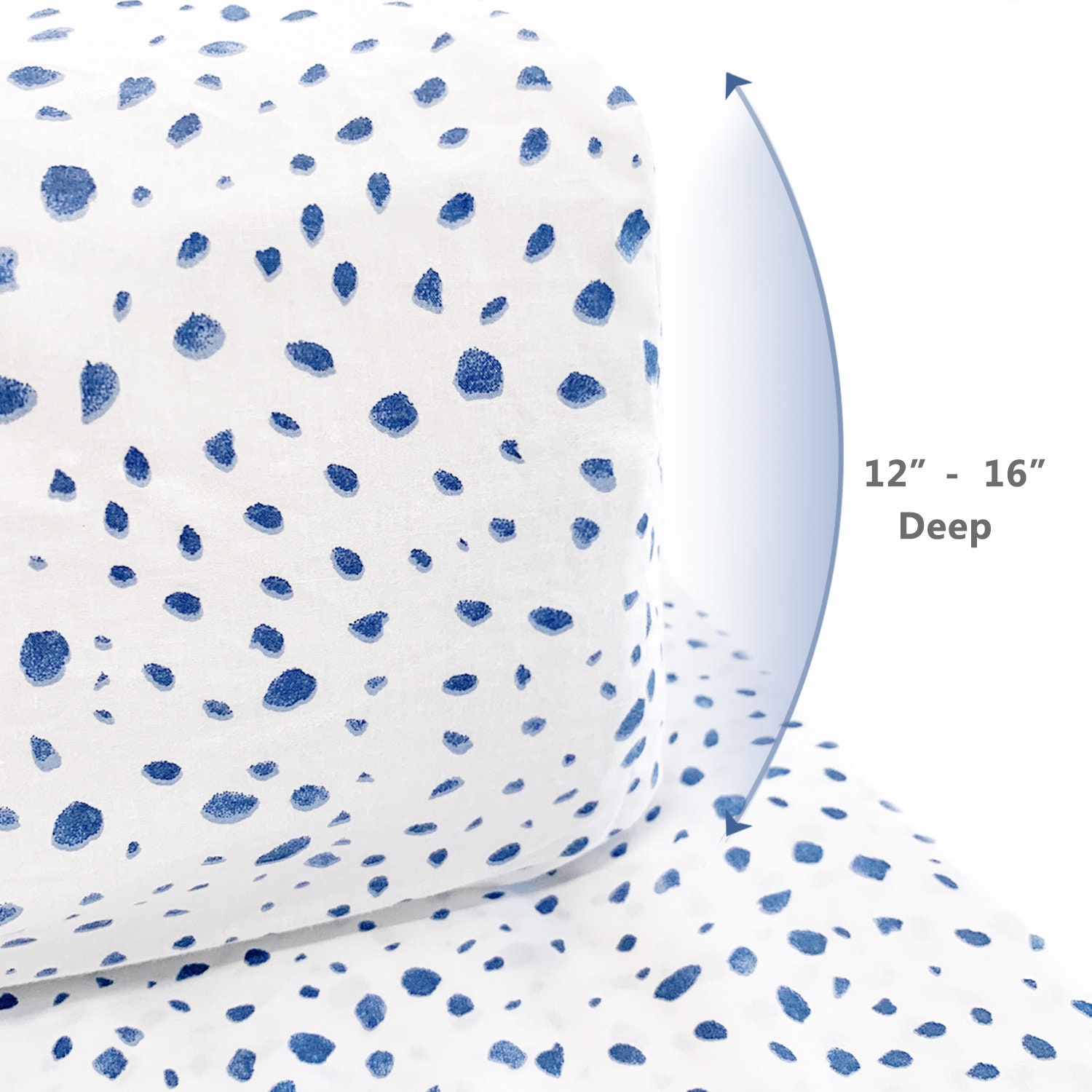 Soft White, Blue Spots Percale Flat, Fitted Sheet & Pillowcases Set ...