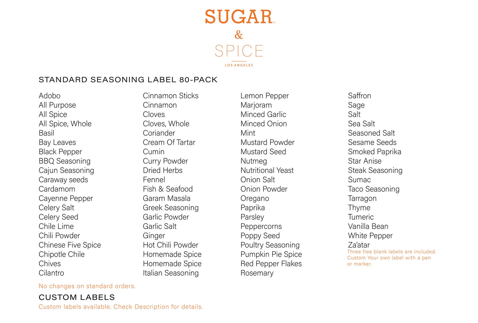 Modern Signature Spice Labels • Water and Oil Resistant ...