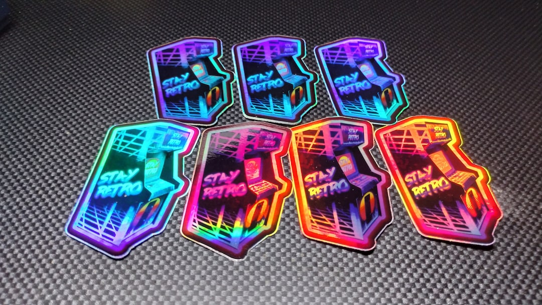 Arcade Sticker Holographic Synthwave, Vaporwave, , 80s, Retro, Stars ...
