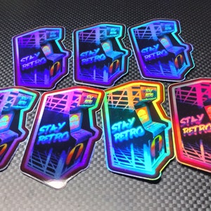 Arcade Sticker Holographic Synthwave, Vaporwave, , 80s, Retro, Stars ...