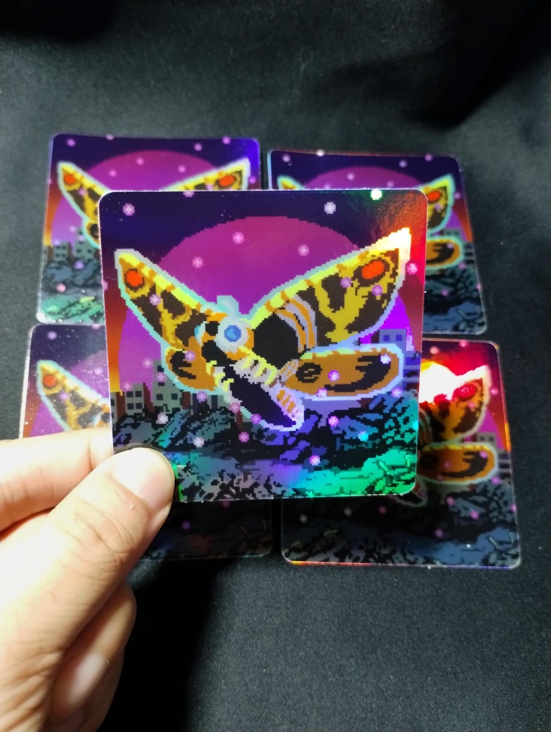 Kaiju Moth Queen Sticker | Holographic Decor, Vaporwave , Pixel Art ...
