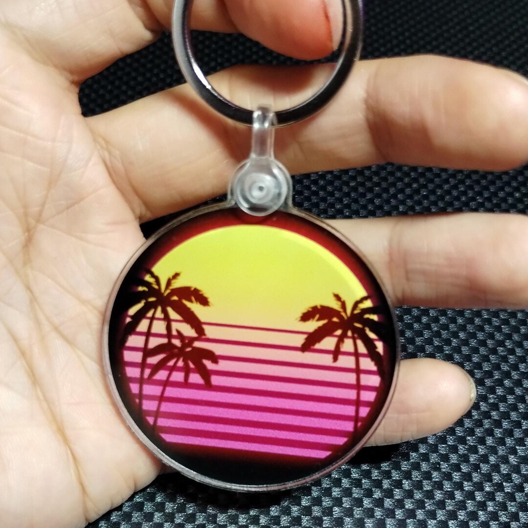 Vaporwave Sunset Keychain | Kawaii Vaporwave , Retro 80s Accessories ...