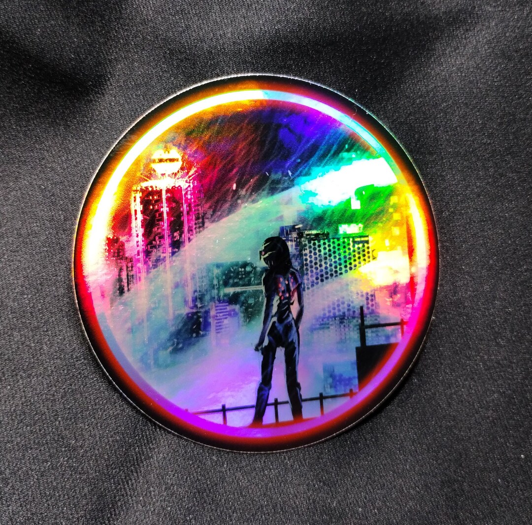 Cyberpunk Assassin Sticker Holographic , Synthwave, Vaporwave, Outrun ...