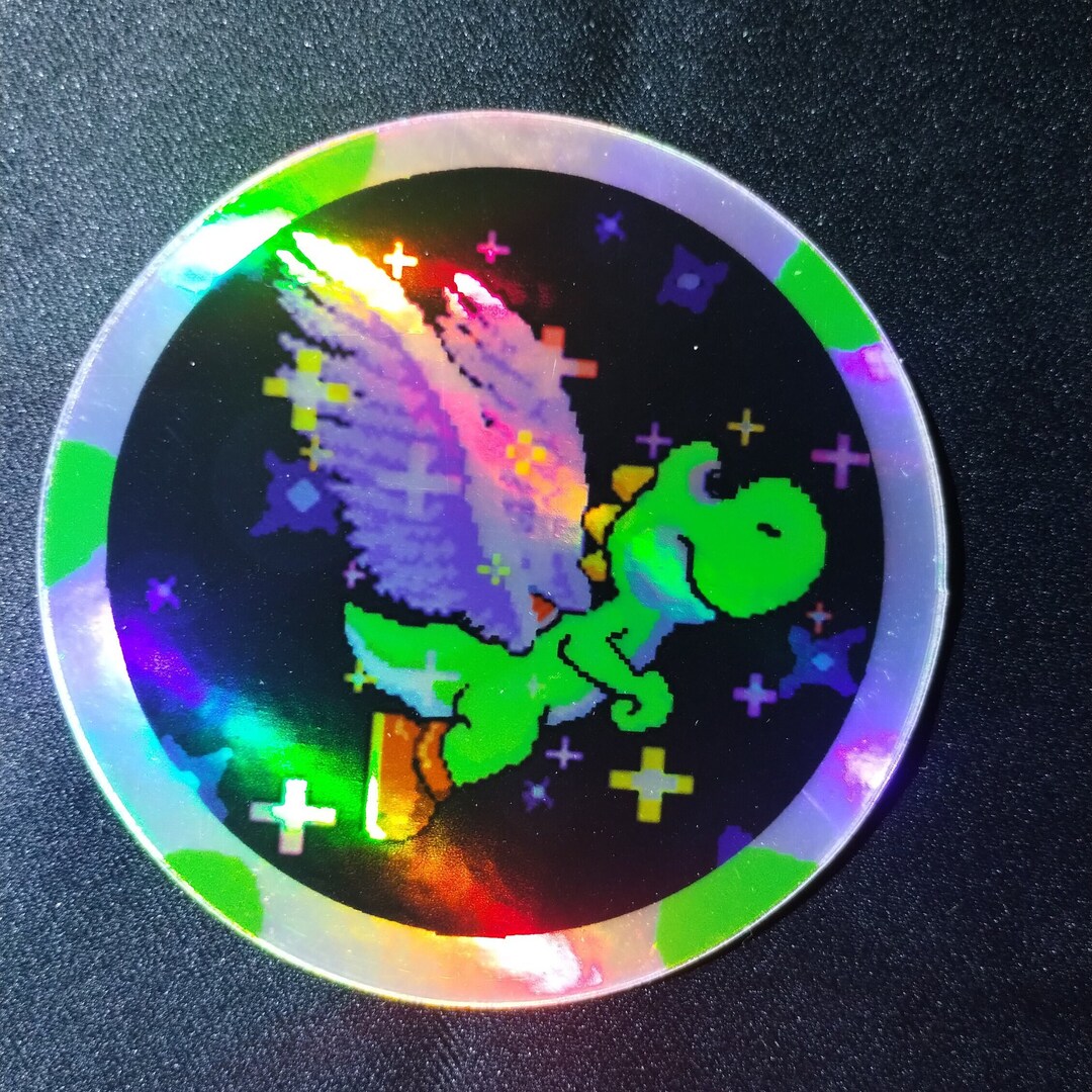 Gaming Sticker YOSHI Holographic , Retro , Shiny , 90s , Dinosaur ...