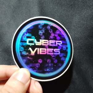 Cyber Vibes Holographic Sticker || Y2K , Cyberpunk Sticker, Neon Lights ...