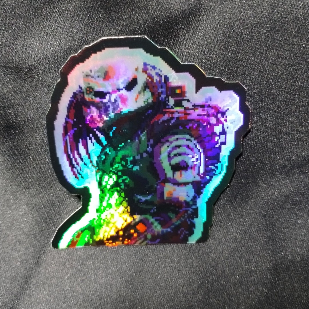 Pixel Art Sticker the Predator Holographic , Retro, Vaporwave , 80s ...