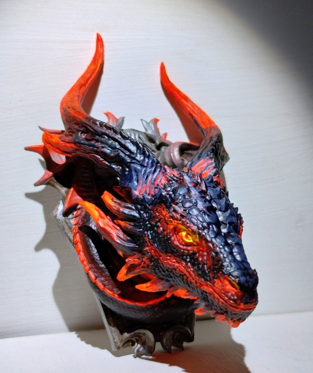 Hand Painted Fire Dragon Head Trophy | Dungeons & Dragons , Pathfinder ...