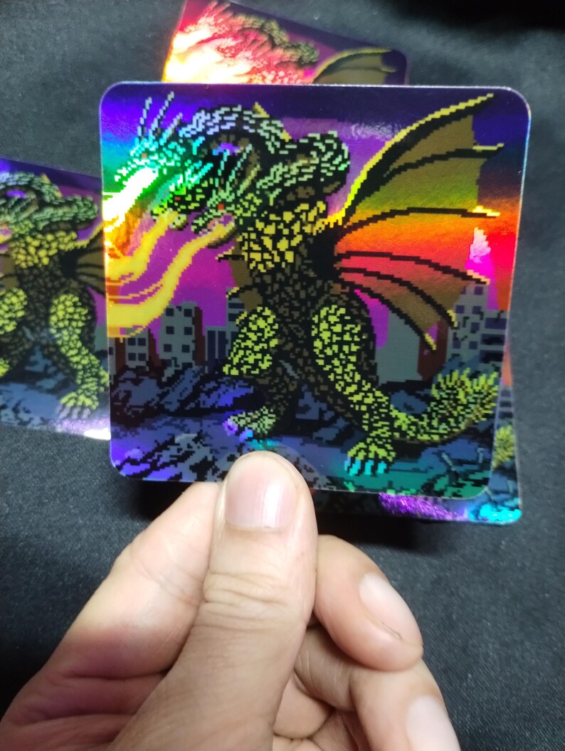 Kaiju King Gold Dragon | Pixel Art Holographic , Vaporwave , Kaiju ...