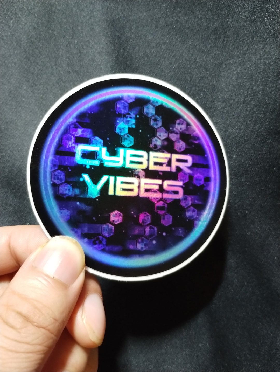 Cyber Vibes Holographic Sticker || Y2K , Cyberpunk Sticker, Neon Lights ...