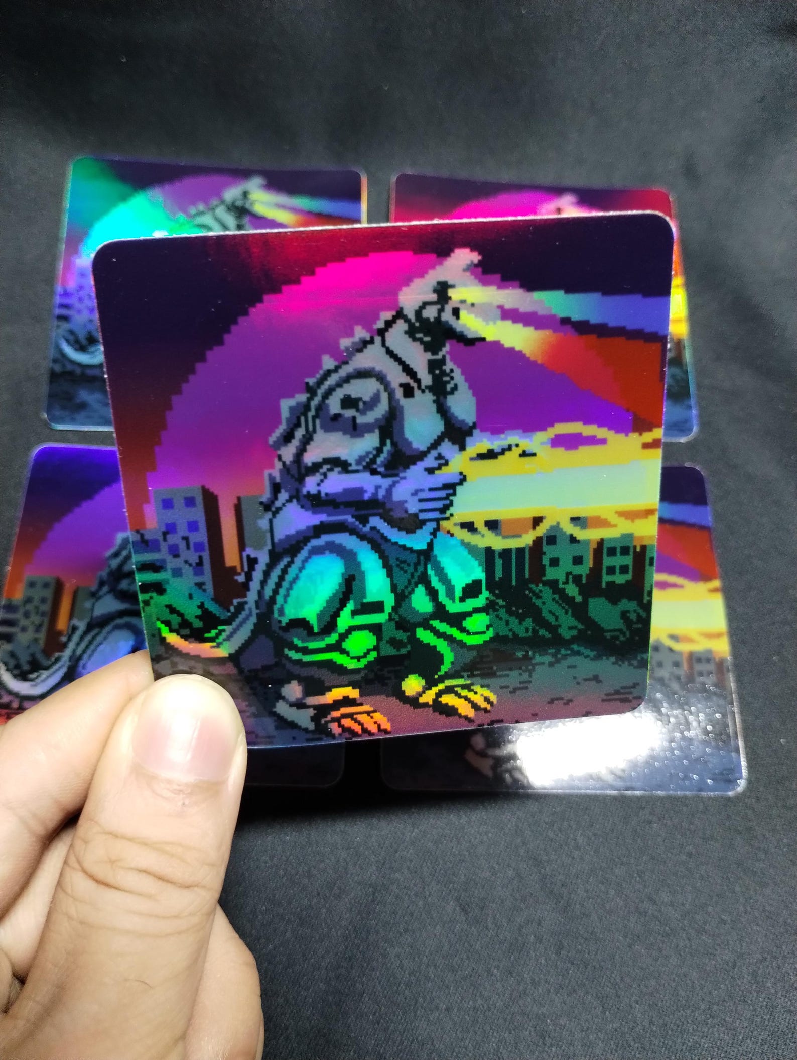 Kaiju Mecha Lizard Sticker | Holographic Decor, Vaporwave , Pixel Art ...