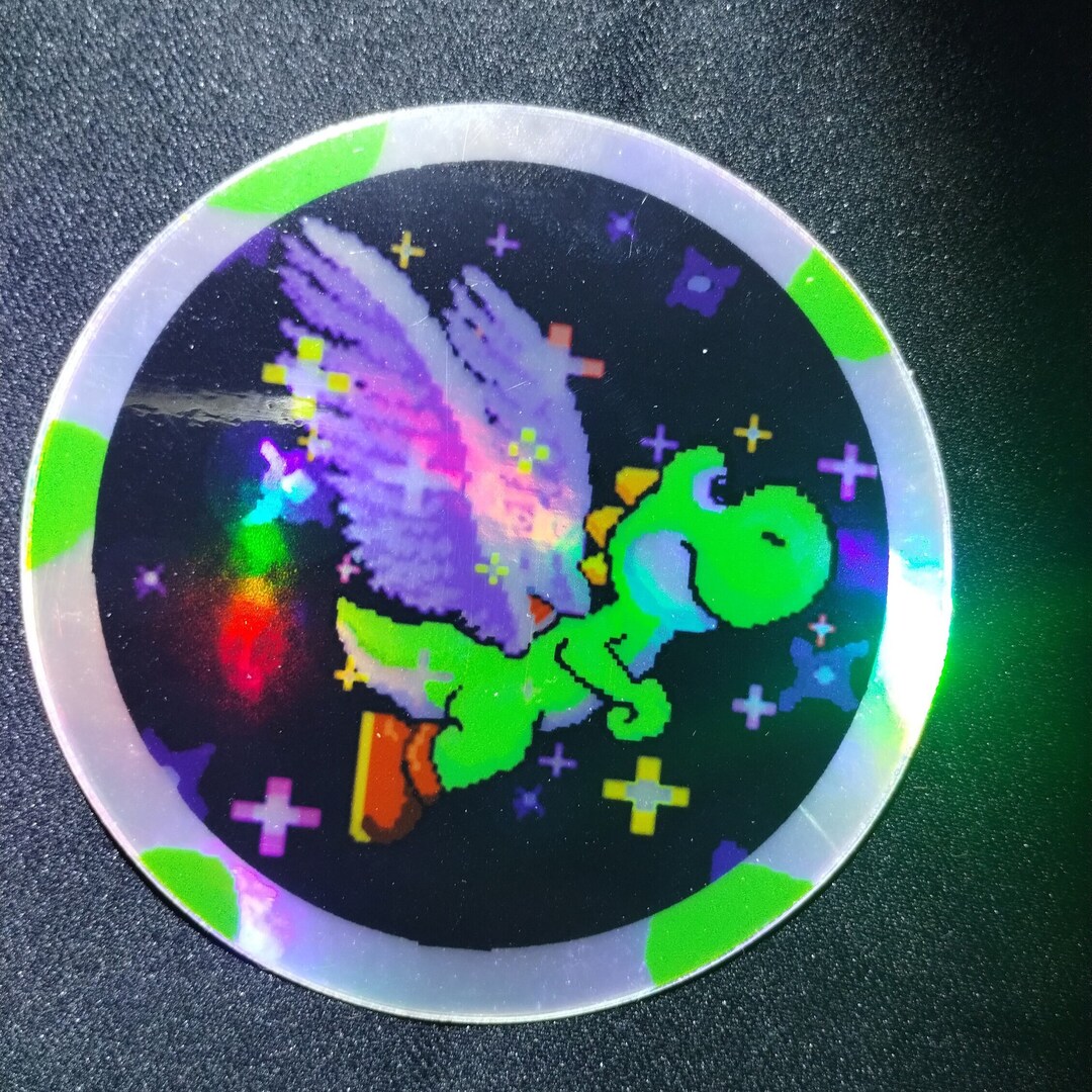 Gaming Sticker YOSHI Holographic Retrowave , Vaporwave , Shiny , 90s ...