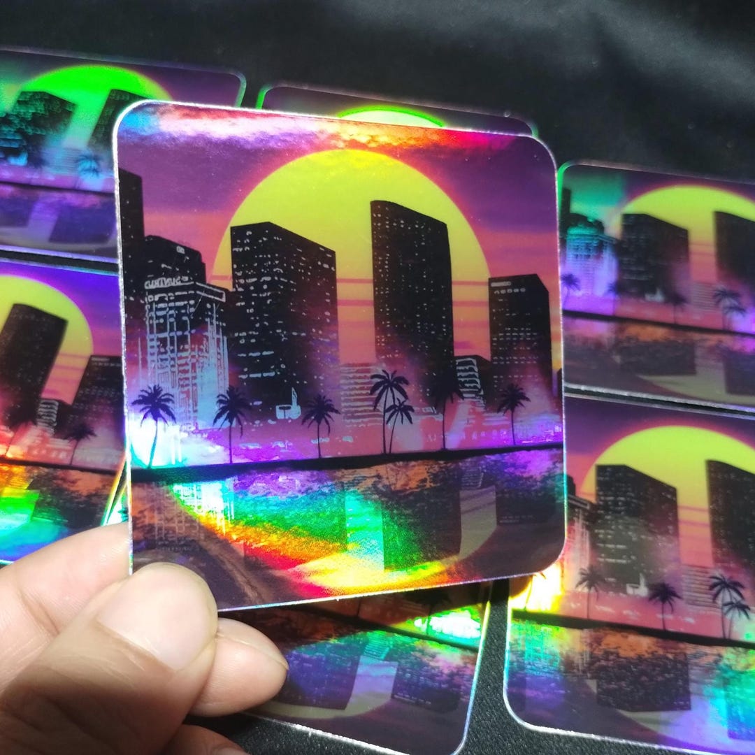 Vaporwave City Sticker | Retrowave Aesthetic | 80s Retro Sunset ...