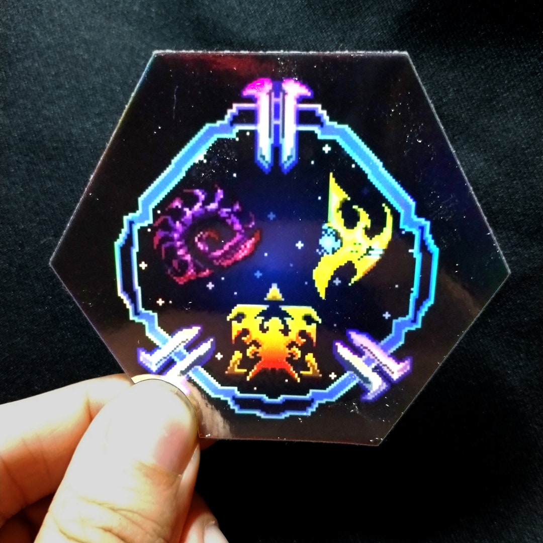 Gaming Sticker Starcraft Zerg Terran Protoss Pixel Art , Holographic ...