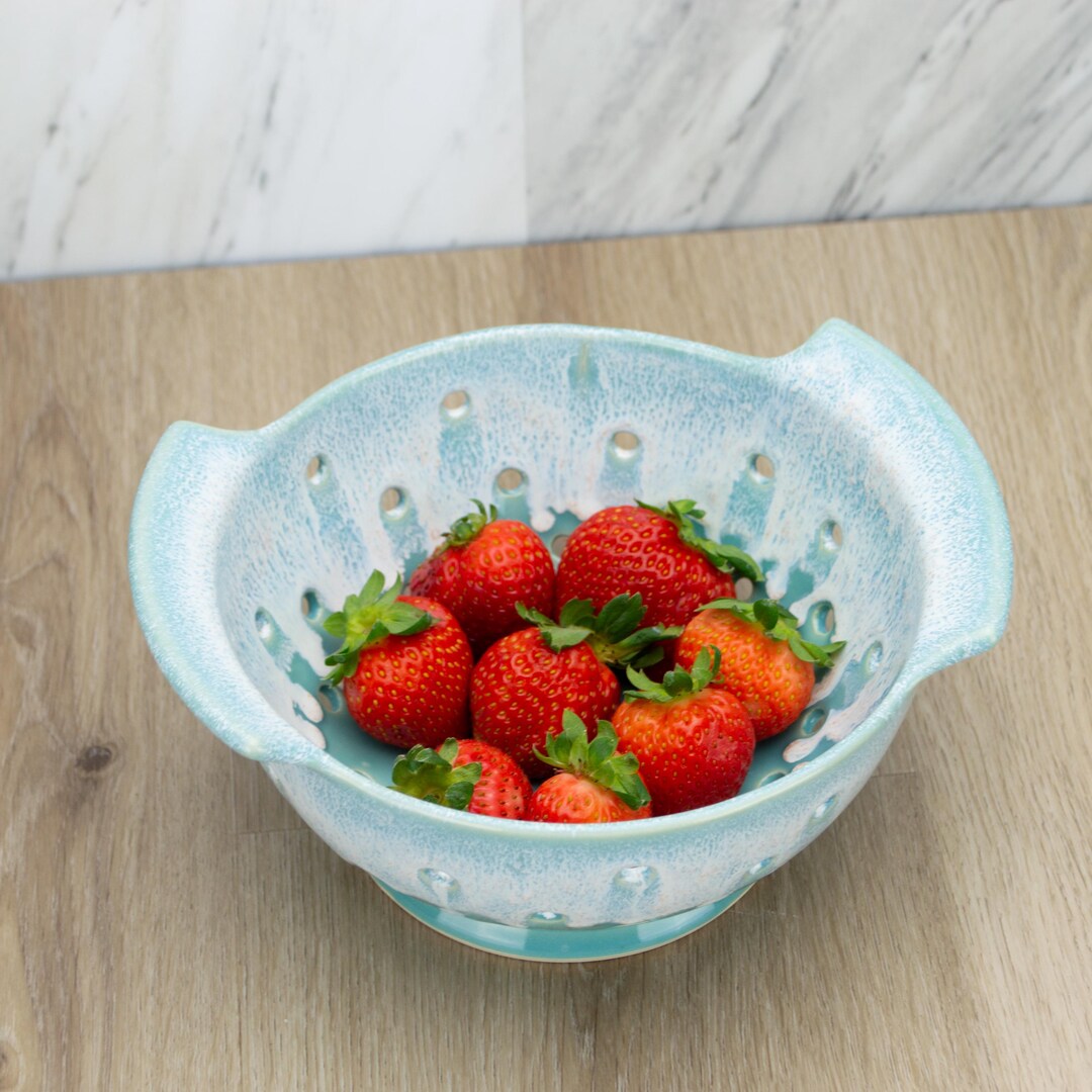 Turquoise Ocean Waves Berry Bowl Berry Strainer Handmade Colander ...
