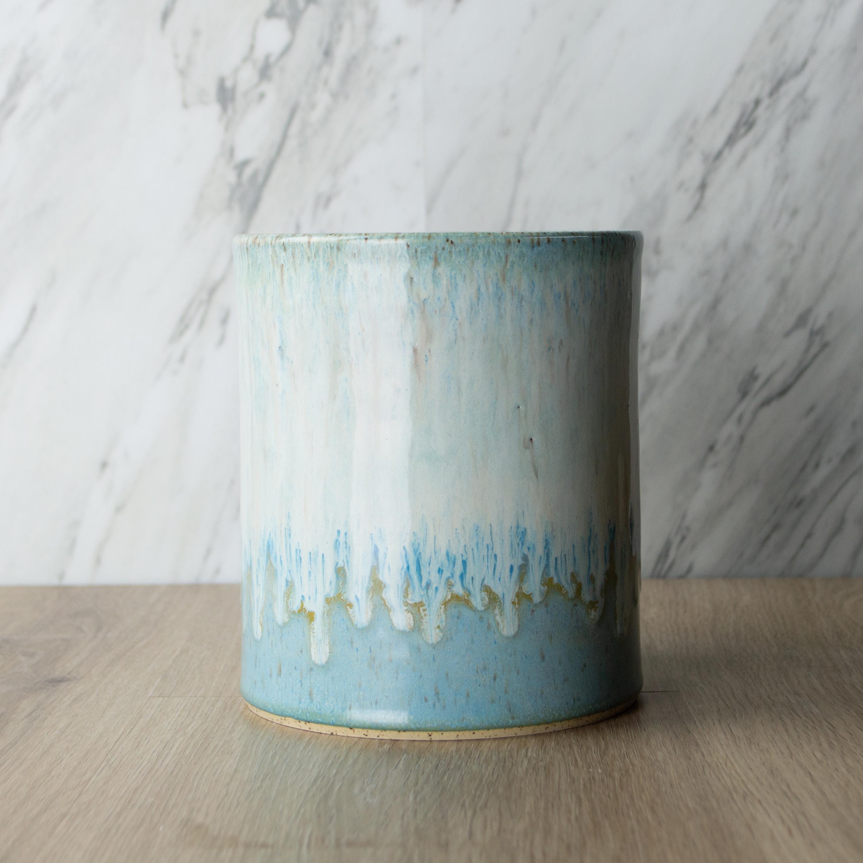 Light Blue Drippy Speckled Utensil Holder - Etsy