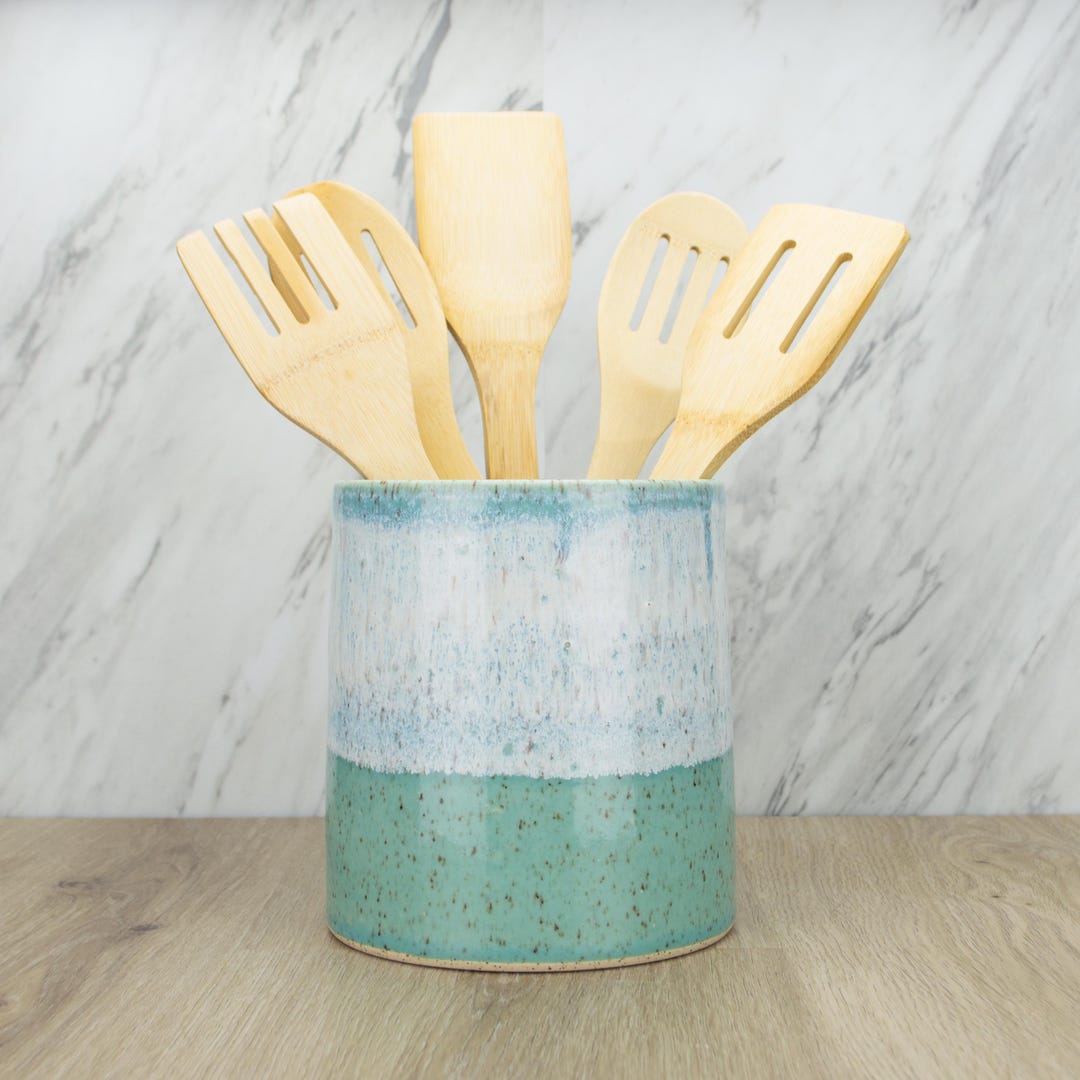 Turquoise Ocean Waves Speckled Utensil Holder - Etsy