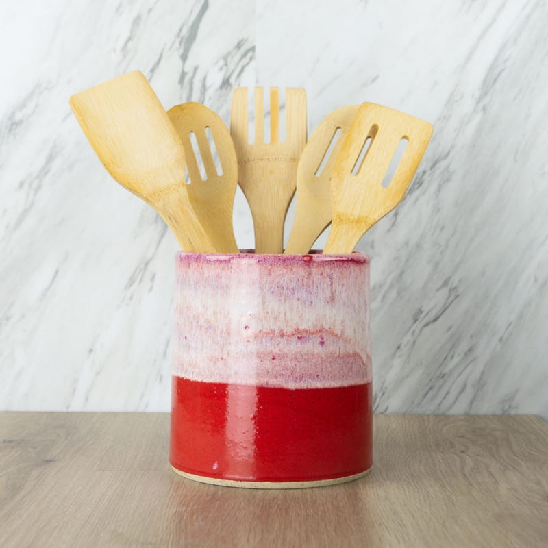 Red Utensil Holder - Etsy